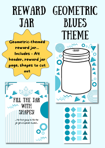 Reward Jar Classroom Management Geometric Blue Theme - Back to School ...
