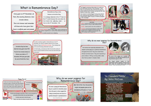 KS2 Remembrance/Armistice Day - what it represents/history/Poppy as a ...