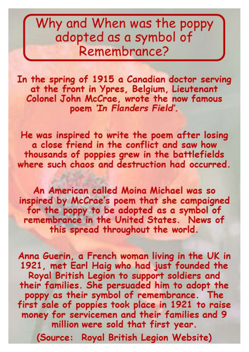 KS2 Remembrance History of Poppy/'In Flanders Field' Poem with ...