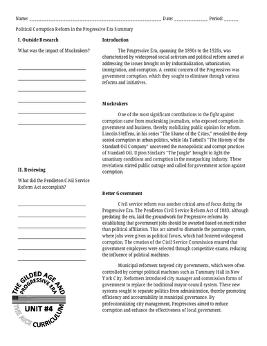 Corruption Reform during the Progressive Era Summary | Teaching Resources