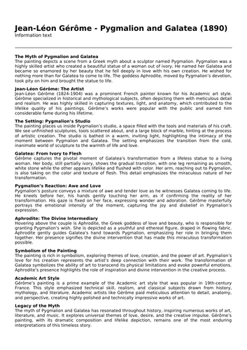 Jean-Léon Gérôme - Pygmalion and Galatea (1890) | Teaching Resources