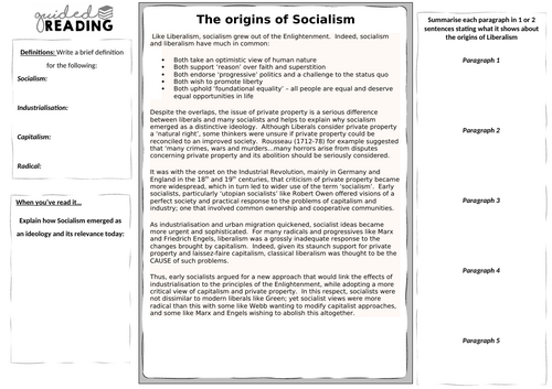 AQA Politics 7152/3 - the Origins of Socialism | Teaching Resources