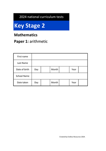 5 different copies of Key Stage 2 SATs Maths Papers and answers, based ...