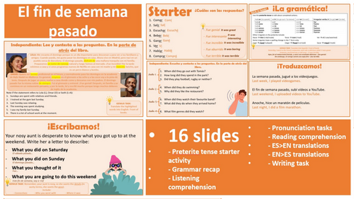 2026 Spanish AQA GCSE Module 1.4 - El fin de semana pasado | Teaching Resources