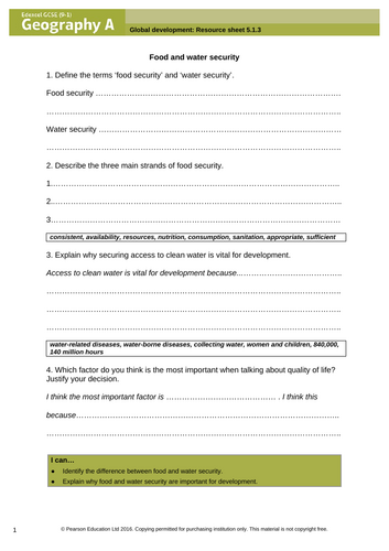 Edexcel A GCSE - Topic 5 - Global Development Unit of Work | Teaching ...