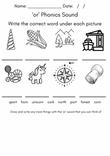 'or' Phonics Worksheet Activity (Set 2 RWI aligned) | Teaching Resources