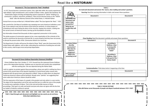 The Red Scare - 1920s USA | Teaching Resources