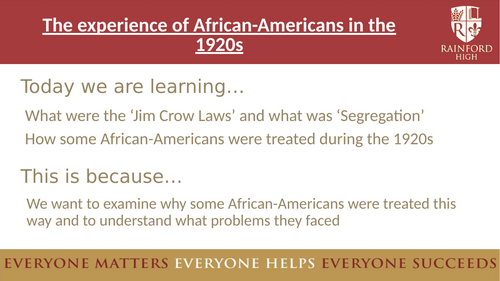 USA 1920s Social Issues - Opportunity and Inequality | Teaching Resources