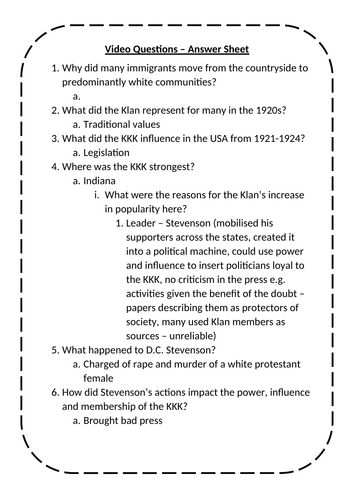KKK - USA 1920s | Teaching Resources