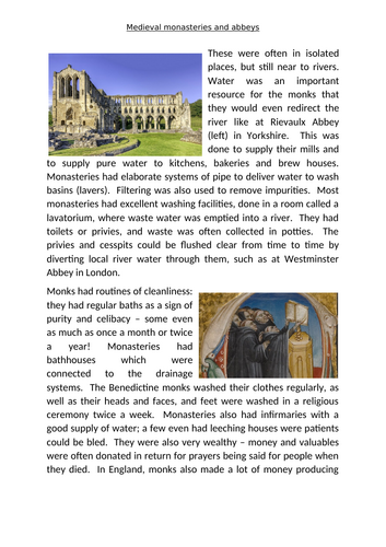Health and the People - Medieval Monasteries | Teaching Resources