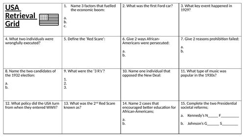 USA 1920-73 - Revision materials | Teaching Resources