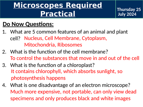Microscopes Required Practical | Teaching Resources Microscopes Required Practical | Teaching Resources