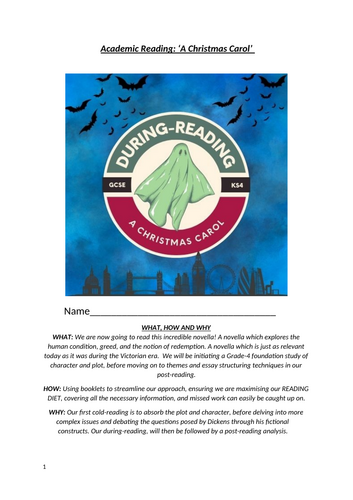 A Christmas Carol - During-Reading Booklet | Teaching Resources