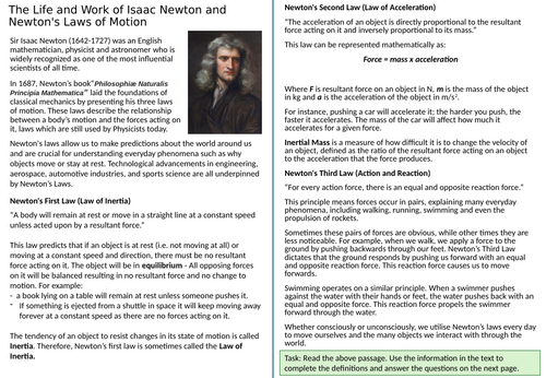 Laws of Motion - Disciplinary Literacy for Science (Isaac Newton ...