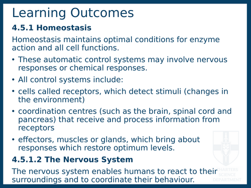 GCSE Biology Homeostasis and Control Systems | Teaching Resources
