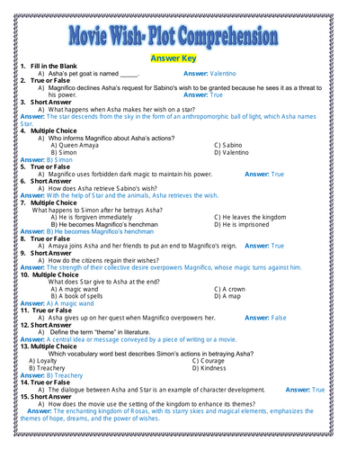 Movie Wish 2023 Comprehension Bundle with Answer Keys | Teaching Resources