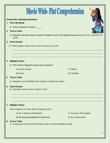 Movie Wish 2023 Comprehension Bundle with Answer Keys | Teaching Resources