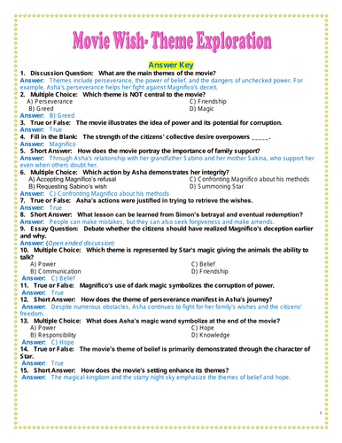 Movie Wish 2023 Comprehension Bundle with Answer Keys | Teaching Resources