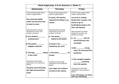 Daily SPAG - spelling punctuation and grammar quick questions for ...