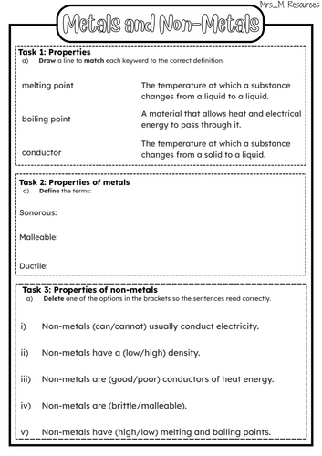 Metals and Non-Metals KS3 | Teaching Resources
