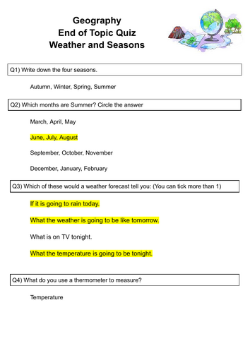 Y1 Weather and Seasons (Bundle) Geography | Teaching Resources