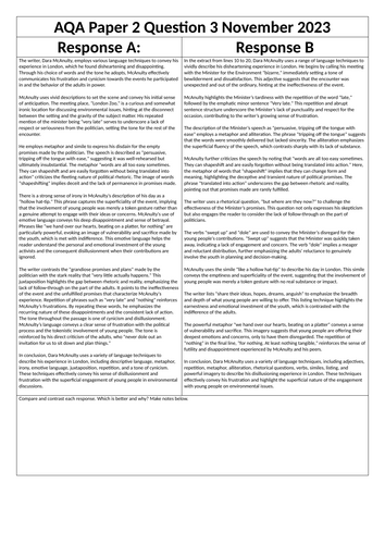 Aqa Language Paper 2 November 2023 Model Answers Environmental Issues