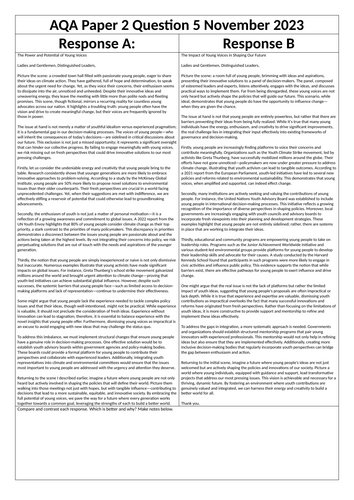 AQA Language Paper 2 Model Answers June 2022- June 2025 | Teaching ...