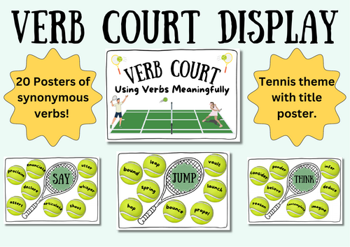 Verb Court Tennis English Classroom Display - Back to School, Start of ...
