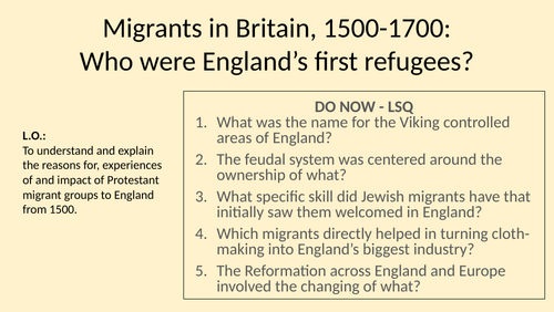 Edexcel / Pearson GCSE History Paper 1 Migrants in Britain 1500-1700 ...