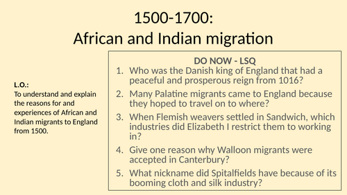 Edexcel / Pearson GCSE History Paper 1 Migrants in Britain 1500-1700 ...