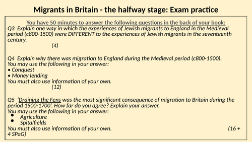 Edexcel / Pearson GCSE History Paper 1 Migrants in Britain and Notting ...