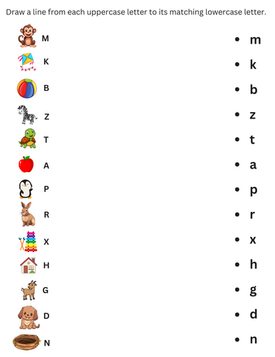 printable match uppercase and lowercase letters kindergarten worksheets ...