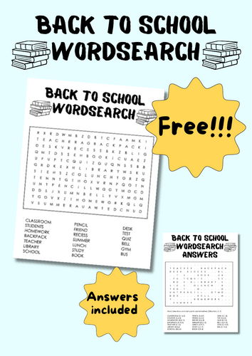 FREE Back to School Word Search - Start of Year | Teaching Resources