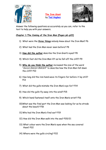 The Iron Man Comprehension [Chapter 1] | Teaching Resources