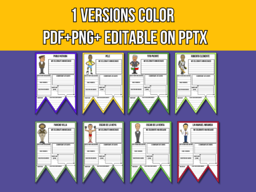 Hispanic Heritage Month Biography Research Templates Pennant: 49 Famous ...