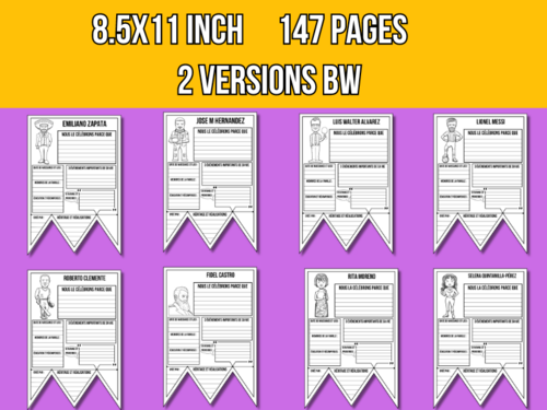 Hispanic Heritage Month Biography Research Templates Pennant in French ...
