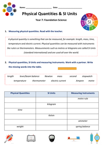 Physical Quantities and SI units: Science - Year 7 | Teaching Resources