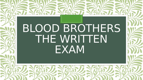 Blood Brothers- AQA GCSE DRAMA- Questions, The Play, Characters ...