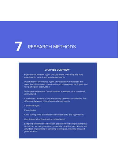 AQA A Level Psychology - Research Methods Revision Guide | Teaching ...