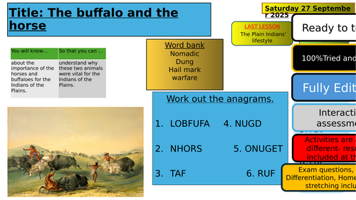 American West Lesson 2-Buffalo and Horse | Teaching Resources