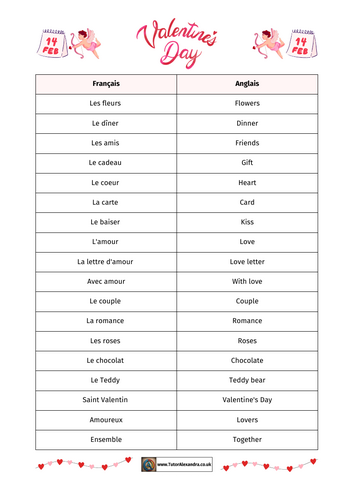 FRENCH VALENTINES DAY | Teaching Resources