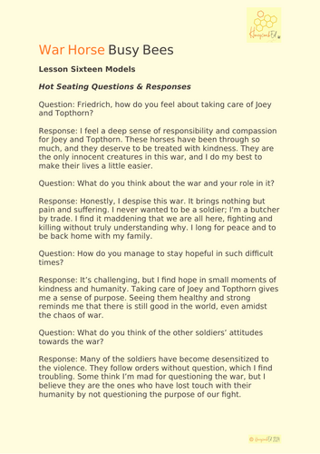 War Horse Complete English Scheme for Y5/6 | Teaching Resources