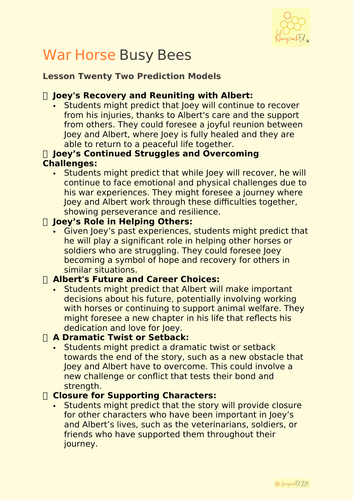 War Horse Complete English Scheme for Y5/6 | Teaching Resources