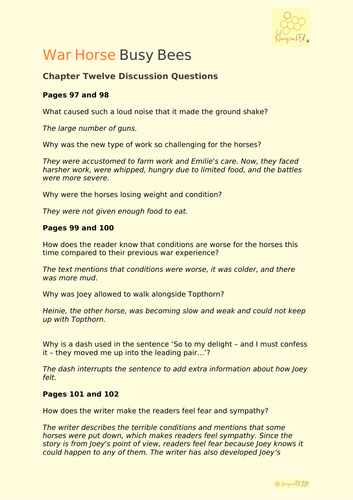 War Horse Complete English Scheme for Y5/6 | Teaching Resources