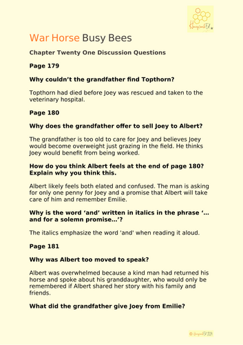 War Horse Complete English Scheme for Y5/6 | Teaching Resources
