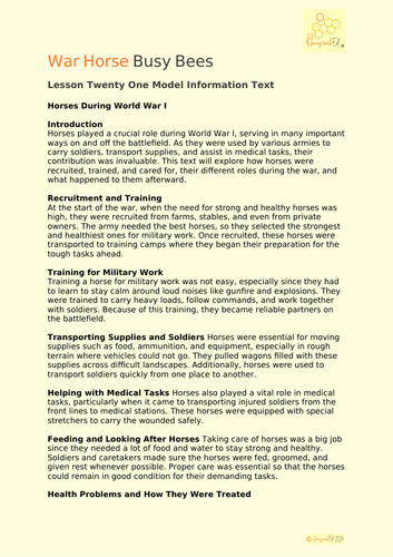War Horse Complete English Scheme for Y5/6 | Teaching Resources