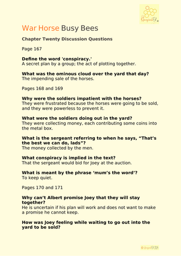 War Horse Complete English Scheme for Y5/6 | Teaching Resources