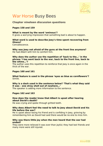 War Horse Complete English Scheme for Y5/6 | Teaching Resources
