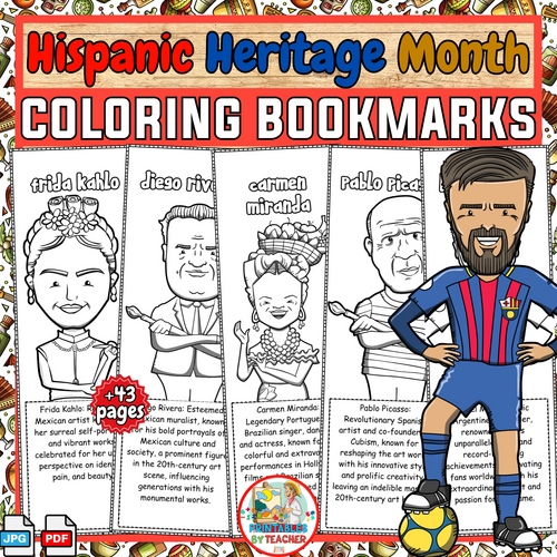 Hispanic Heritage Month coloring bookmarks | Historical Figures ...