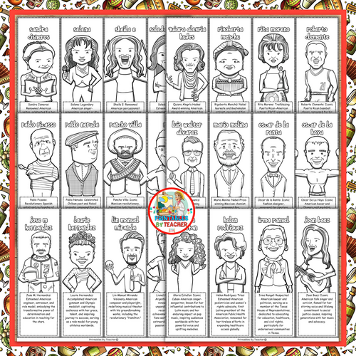 Hispanic Heritage Month coloring bookmarks | Historical Figures ...
